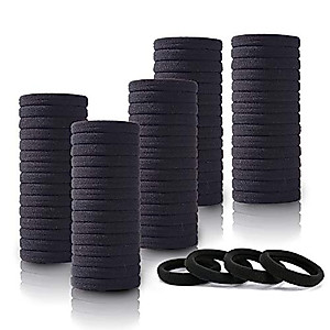 100PCS Black Hair Ties for Women Girls, Seamless Thick Black Hair Band, Elastic Hair Ties No Damage Ponytail Holder