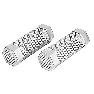 Premium Pellet Smoker Tube 2Pcs BBQ Grill Mesh Tube Pellets Smoke Box 6in Stainless Steel Barbecue Accessory for Any Grill or Smoker, Hot or Cold Smoking(2#)