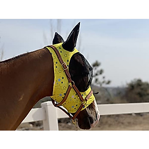 TGW RIDING Horse Fly Mask Super Comfort Horse Fly Mask Elasticity Fly Mask with Ears We Only Make Products That Horses Like (S, Dark Yellow)……