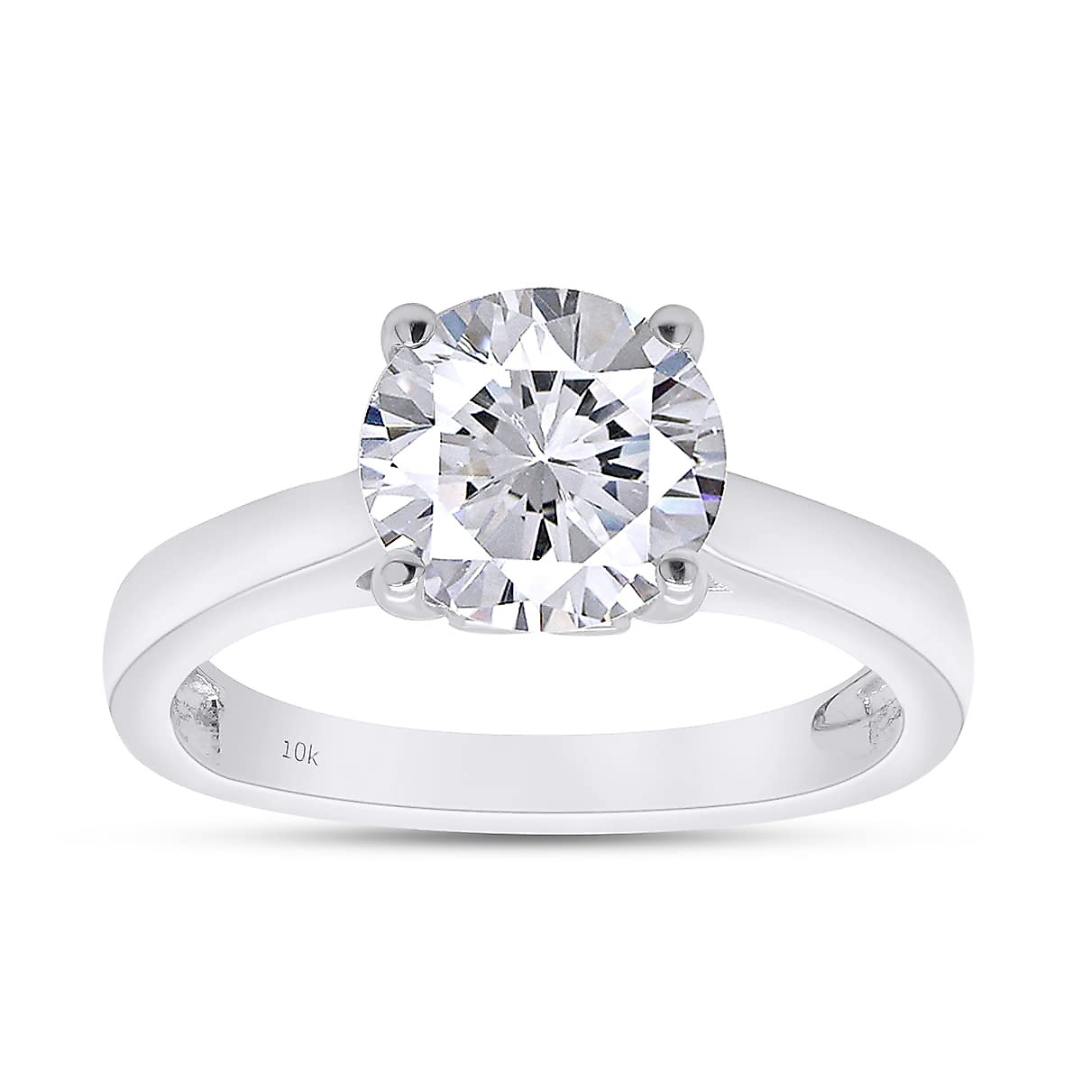 SAVEARTH DIAMONDS 1 1/2 Carat Round Cut Lab Created Moissanite Diamond Solitaire Engagement Ring In 10K Solid White Gold Jewelry For Women (G-H Color, 1.50 Cttw) Ring Size -6