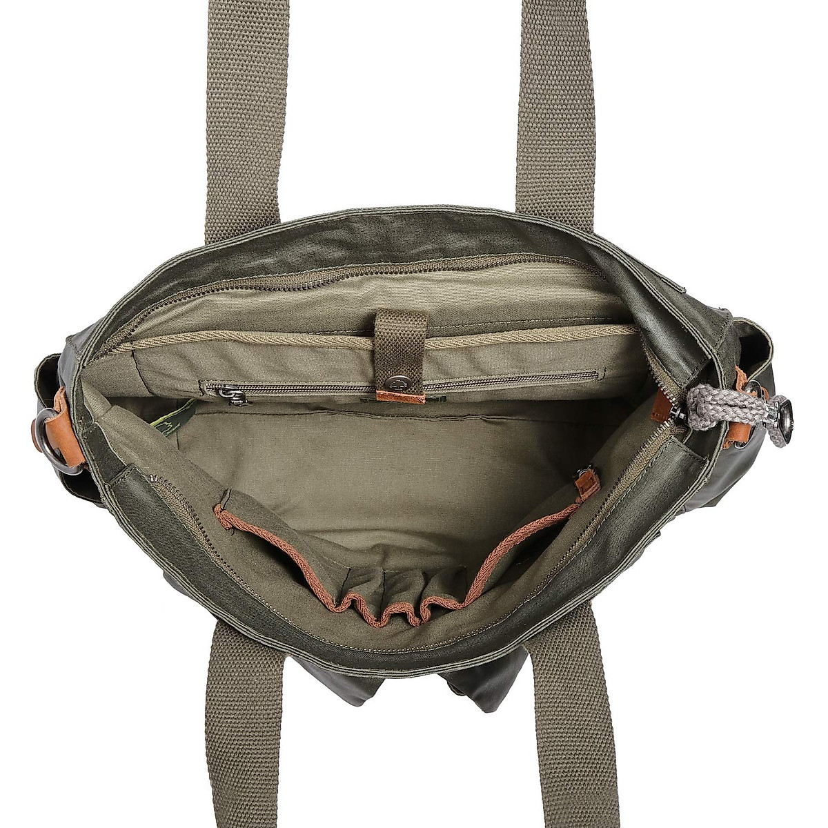 TSD Brand Urban Light Coated Canvas Tote Bag (ARMYGREEN)