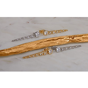 MILLA Dangle Earrings for Women - Cute Designer Earrings for Women Trendy Gold Chain Earrings & Sterling Silver Dangly Earrings (Round CZ / 14K Gold Plated)