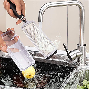 Otevy Mos Ginger Grater Tool with Handle Lemon Zester with Catcher Premium Stainless Steel Mini Grater with Container Nutmeg Grinder Garlic Grater