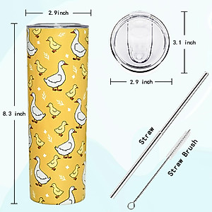 Yellow Duck Tumbler 20 Oz, Cute Duck Gifts for Women Girls, Duck Tumbler Coffee Mug Cup Water Bottle Drinking Cup for Cold or Hot Drinks, Duck Stuff Accessories Things