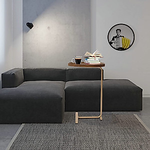 Modern C-Side Table for Couch - Small and Versatile End Table for Living Room or Bedroom - Perfect for Small Spaces - Ideal for Placing Electronic Devices and Drinks (Metal + Walnut)