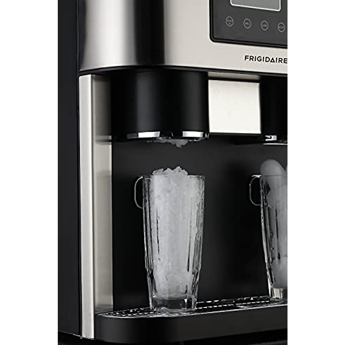 Frigidaire EFIC245-SS EFIC245 3-in-1 Countertop Crunchy Chewable Nugget Style Dual Ice Crusher and Cube Maker, Makes 33 Pounds in 24 Hours, 2 Sizes, with Water Dispenser and Line-in, Stainless Steel
