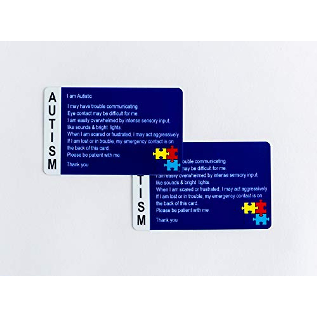 Autism Alert Card - ADHD Awareness Cards - Customized Name & Emergency Contact - 2 Pack, Secure ID