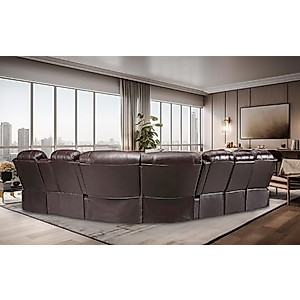 Kingway Inc Johnson Power Recliner Sectional Sofa, Brown