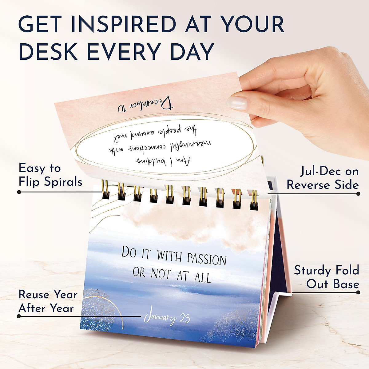 Motivational Calendar - Daily Flip Calendar with Inspirational Quotes - Inspirational Desk Decor for Women, Office Decor for Women Desk, Inspirational Gifts for Women, Desk Accessories for Women
