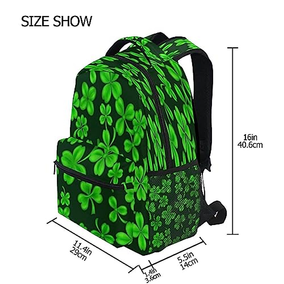 Kigai St. Patrick's Day Clover Backpack School Bag for Boys Girls,Laptop Backpack Lightweight Travel Bookbag Casual Daypack
