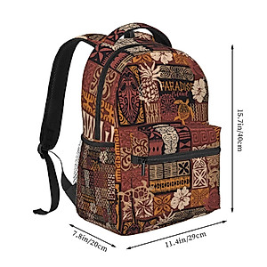 ASYG Hawaii Style Backpack Hawaiian Tribal Element Laptop Backpack Hawaii Tablet Bag Beach Bag Laptop Bag