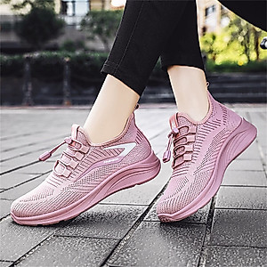 Womens Running Shoes Walking Fashion Strappy, Volleyball Shoe Canvas Mesh Knit Sneakers Low Top Simple Wedge Comfortable Casual Shoes Unisex Fashion Autumn D-Pink
