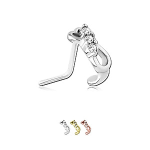 Gold-Tone 316L Surgical Steel L Shape Nose Stud Ring Heart Infinity Nose Hugger 20G