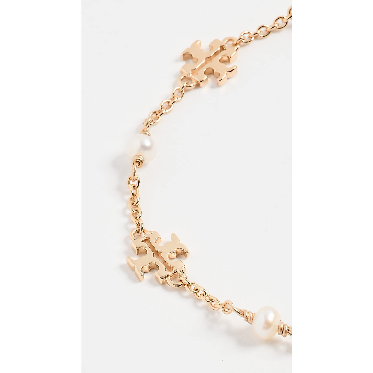 Tory Burch Women's Kira Pearl Delicate Chain Bracelet, Tory Gold/Pearl, One Size