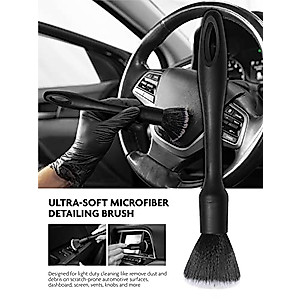 Fantasticlean 9PCS Car Interior Detailing Set, Microfiber Cloth & Applicator, Detailing Brushes, Natural Bristles, Scratch-Free & Ultra-Soft for Seats Leather Care or Cleaning
