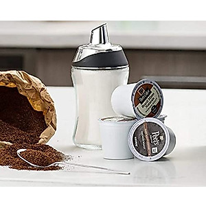 J&M Design Sugar Dispenser Shaker w/Pour Spout For Coffee Bar Accessories, Tea Organizer Station Essentials, Coffee Gifts & Kitchen Baking w/Easy Spoon Pouring Lid - 7.5oz Glass Jar Container Bowl