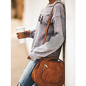 Barlver Women Christmas Outfits Fleece Sweater Holiday Vacation Graphic Sweatshirts Oversized Pullover Tunic Tops Shirts 4088 XL