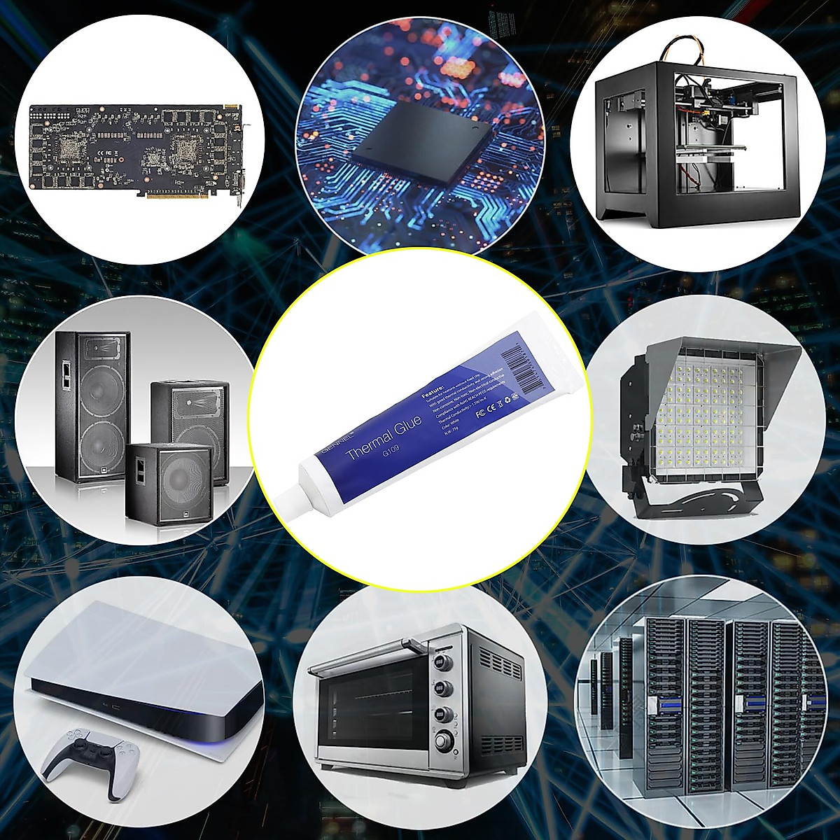 GENNEL G109 75Grams Thermal Glue, Thermal Conductive Plaster, Silicone Viscous Adhesive Compound for LED GPU Chipset Printer MOSFET Heatsink Cooling Sealing