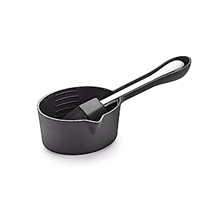 Outset Q173 Cast Iron Sauce Pot with Brush, 1 EA, Black