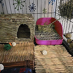 kathson Guinea Pig Litter Box,Bunny Potty Training,Plastic Square Small Animal Toilet,for Hamster Chinchilla Ferret Hedgehog Gerbil (Pink)