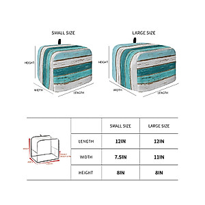 2 Slice Toaster Cover, Bread Machine Cover Vintage Farm Teal Ocean Aqua Green Blue Wood Grain Kitchen Appliance Dust Cover with Top Handle Fingerprint Protection Lightweight Kitchen Toaster Cover