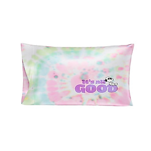 Peanuts Snoopy Tie Dye Beauty Silky Satin Standard Pillowcase Cover 20x30 for Hair and Skin, (Official Licensed Product) by Franco Collectibles