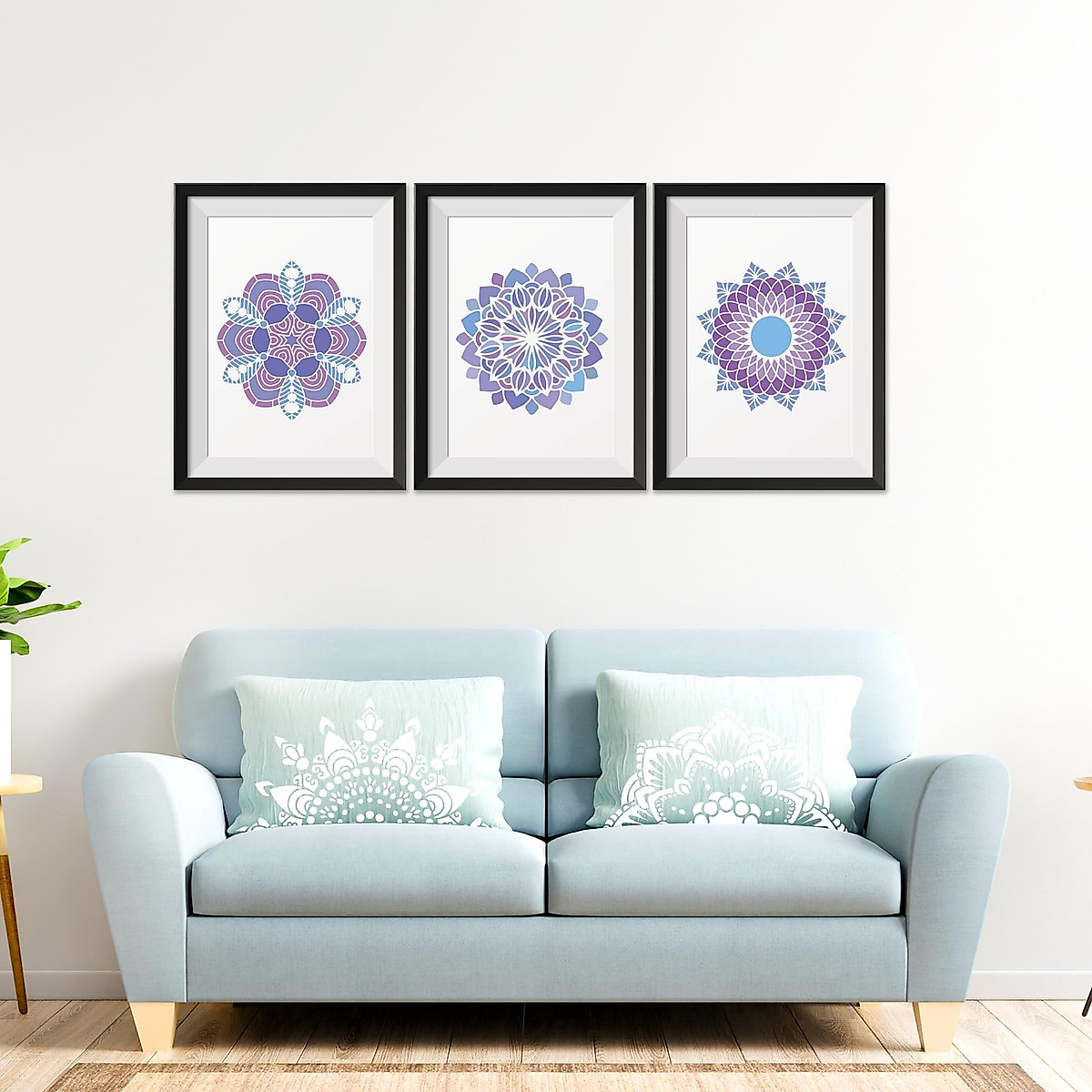 9 Pack Large Mandala Stencils for Painting Reusable Floral Mandala Drawing Stencils Mandala Painting Templates on Wood Floor Wall Tile Furniture Fabric Canvas Wood DIY Craft Art Supplies Home Decor