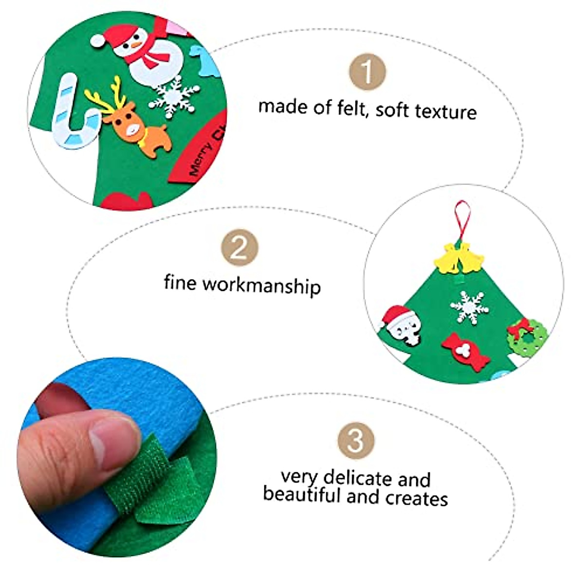 Toyvian 1 PC Felt Christmas Tree Felt Hanging Decoration Felt Christmas Tree Ornaments DIY Christmas Tree Set Kids Decor Christmas Gifts Christmas Decor Christmas Party Decoration Set 3D