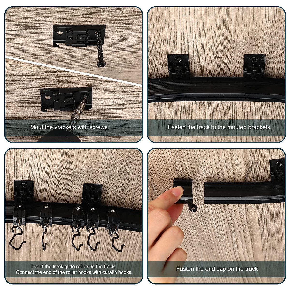 Curved Ceiling Curtain Track Bendable Mount for Curtain Rail Bunk Bed Bay Window Room Divider Flexible Straight (9.8 Feet/ 3 Meters, Black)