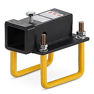 ARKSEN Heavy Duty Steel U-Bolt 2" Hitch Receiver Adapter for 4" Square Bumpers or 2" Tube Bicycle Racks, Cargo Carrier Designed for RV Recreational Vehicle