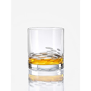 Barski Glass Tumbler - Old Fashioned - Whiskey Glasses - Classic Lowball - Set of 4 Tumblers - Rocks Glass - Bourbon - Scotch - Cocktails - Cognac - Frosted Design - 12 Oz. - Made in Europe