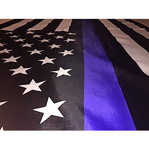 Thin Blue Line American Flag - 3 by 5 Foot Flag Honoring our Men and Women of Law Enforcement- Black, White, and Blue with Brass Grommets