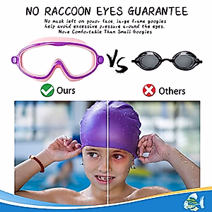 EWPJDK Kids Goggles Anti-Fog 2 Pack Swimming Goggles for kids 6-14 No Leaking Kids Swim Goggles Anti-UV Waterproof (Purple & Pink)
