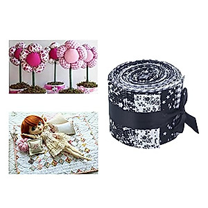 Newmind 20Pack 2.4 inch Jelly Roll Floral Quilt Strips Patchwork Sewing Supplies for DIY Clothes - Black