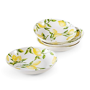 Mikasa Lemons Set Of 4 Pasta Bowls, 8.5 Inch,20 fl oz