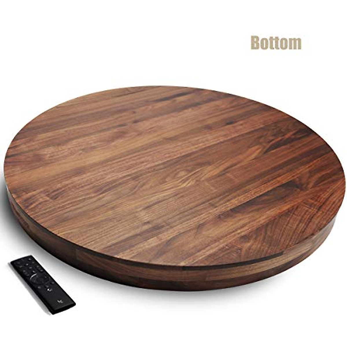 MAGIGO 24 Inches Extra Large Round Black Walnut Wood Ottoman Tray with Handles, Serve Tea, Coffee or Breakfast in Bed, Classic Circular Wooden Decorative Serving Tray