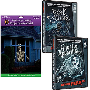 AtmosFear FX Ghostly Apparitions & Bone Chillers DVD Plus Reaper Brothers High Resolution Rear Projection Screen for Virtual Halloween Window Projection Movies