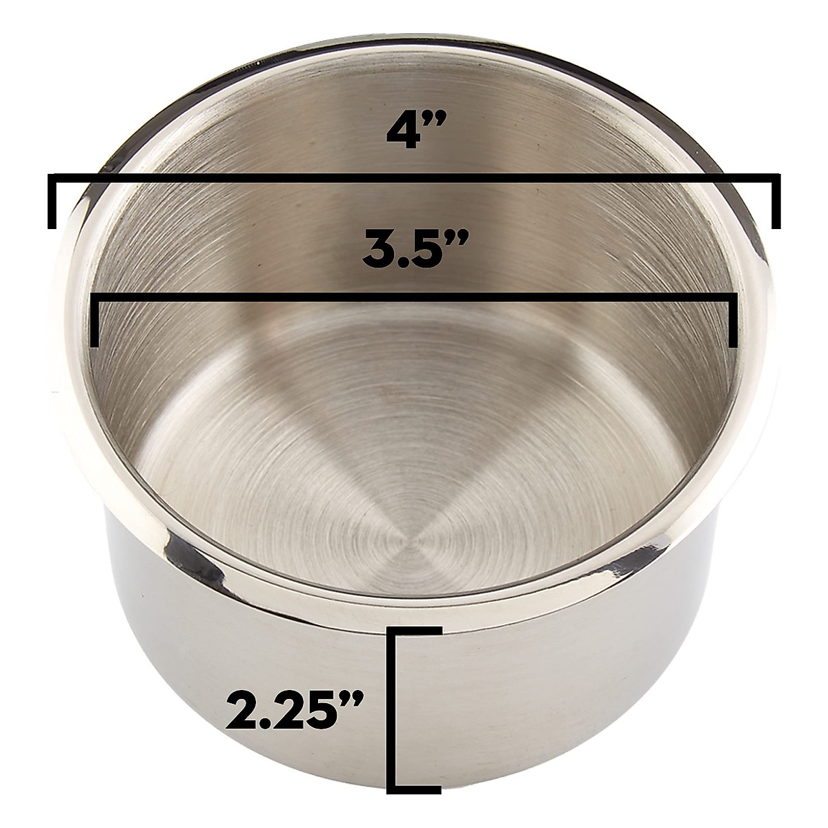 Brybelly Single Stainless Steel Cup Holder, Jumbo - Silver Drop-in Anti-Spill Storage Solution or Replacement Item for Poker Table, Work Desk, Car, Custom Build & DIY Projects