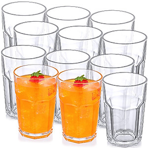 Zopeal Water Glasses Set of 12 Drinking Glasses Tumblers Glassware Highball Glasses Tall Glass Cups Clear Heavy Base Glasses for Christmas Party Water Soda Beer Cocktails and Mixed Drink (14.5 oz)