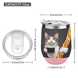 OPTKSNCU 304 Stainless Steel Insulated Cup with Lid, Cat Holding Something Print Durable, And Easy to Clean – Ideal for Home, Office, And Gift Giving