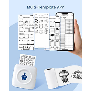 Portable Thermal Printer, Mini Bluetooth Mobile Printer - Sticker Printer Compatible with Android & iOS - Wireless Pocket Picture Printer for iPhone Listing Notes DIY, Photo Printer with 10x Paper