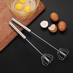 Egg Whisk,2 Pack Stainless Steel Home Kitchen Tool, Hand Easy Whisk Egg Beater Manual Mixer Blender for Whisking, Beating & Stirring (14 Inch and 10 Inch)