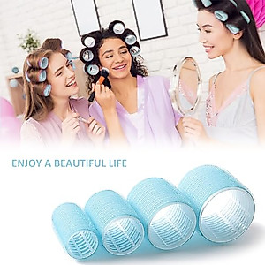 Jumbo Rollers Set for Long Hair - No Heat Heatless Curls With Clips & Comb, 24 Packs (Blue)
