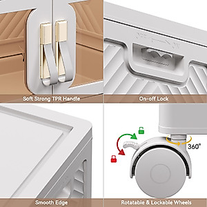 Voova 48QT Storage Bins with Lids,Stackable Collapsible Closet Organizers and Storage Cabinet with Drawer,Folding Plastic Craft Storage Containers Box with Door&Wheels for Home,Office,Dorm Room,3 Pack