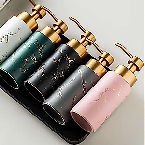 Glass soap Dispenser with Pump-Broad, Ceramic Foaming Soap Dispenser, Marble Foam Soap Dispenser with Gold Pump, Hand Foaming Dispenser for Barthroom Accessories-Grey-Solid Color (Color : Black, Si