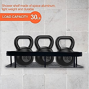 2Pack Adhesive Shower Caddy Bathroom Shower Organizer with 4 Hooks, Space Aluminum Shower Shelves - Rustproof Waterproof and Easy Mount