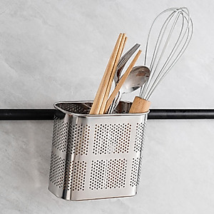 POPGRADE Kitchen Utensils Chopsticks Holder Rack Basket, Stainless Steel Drying Rack Holder Utensil Caddy Cutlery Rack, Dishwasher Kitchen Utensil Holder for Countertop