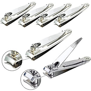(6 Pack) Toe Nail Clippers Toenail Clippers and Fingernail Clipper Set, Premium Stainless Steel Ultra Sharp Sturdy Curved Edge Cutter Trimmer Finger Nail Clip for Adults Men Women Nail Cleaner