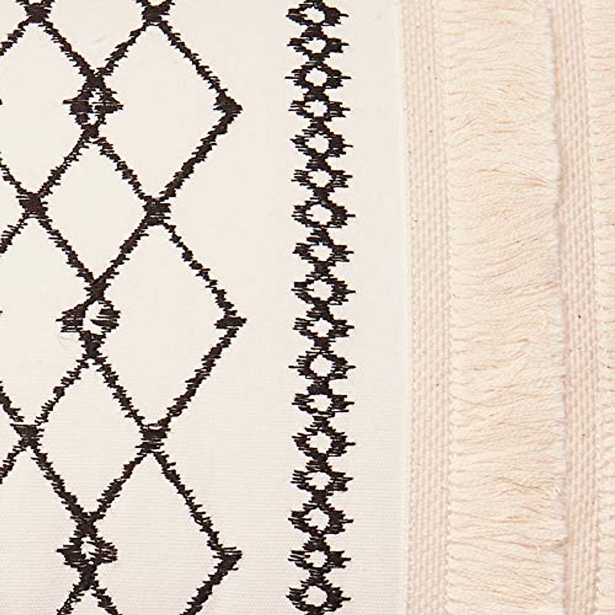 INK+IVY Bea Mid Century Modern Cotton Oblong Decorative Pillow Sofa Cushion Lumbar, Back Support, 12" x 20", Geometric Embroidery Ivory, II30-998