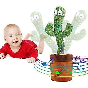 ZALLOQ Dancing Cactus Toy 6 to 12 Months Baby Boys and Girls, Dancing, Singing, Mimicking -Talking Cactus Toy 15 Second Voice Recorder, Repeating What You Say |120 Rhymes with LED Light